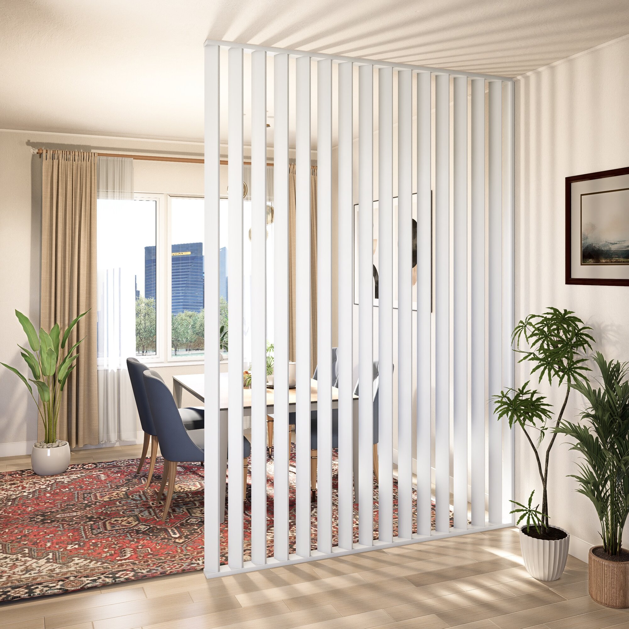 Реечная перегородка для зонирования пространства 1942 мм, Белый