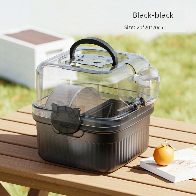 Портативная черная клетка с одним ярусом для хомяков и мелких питомцев, стандартный дизайн для путешествий