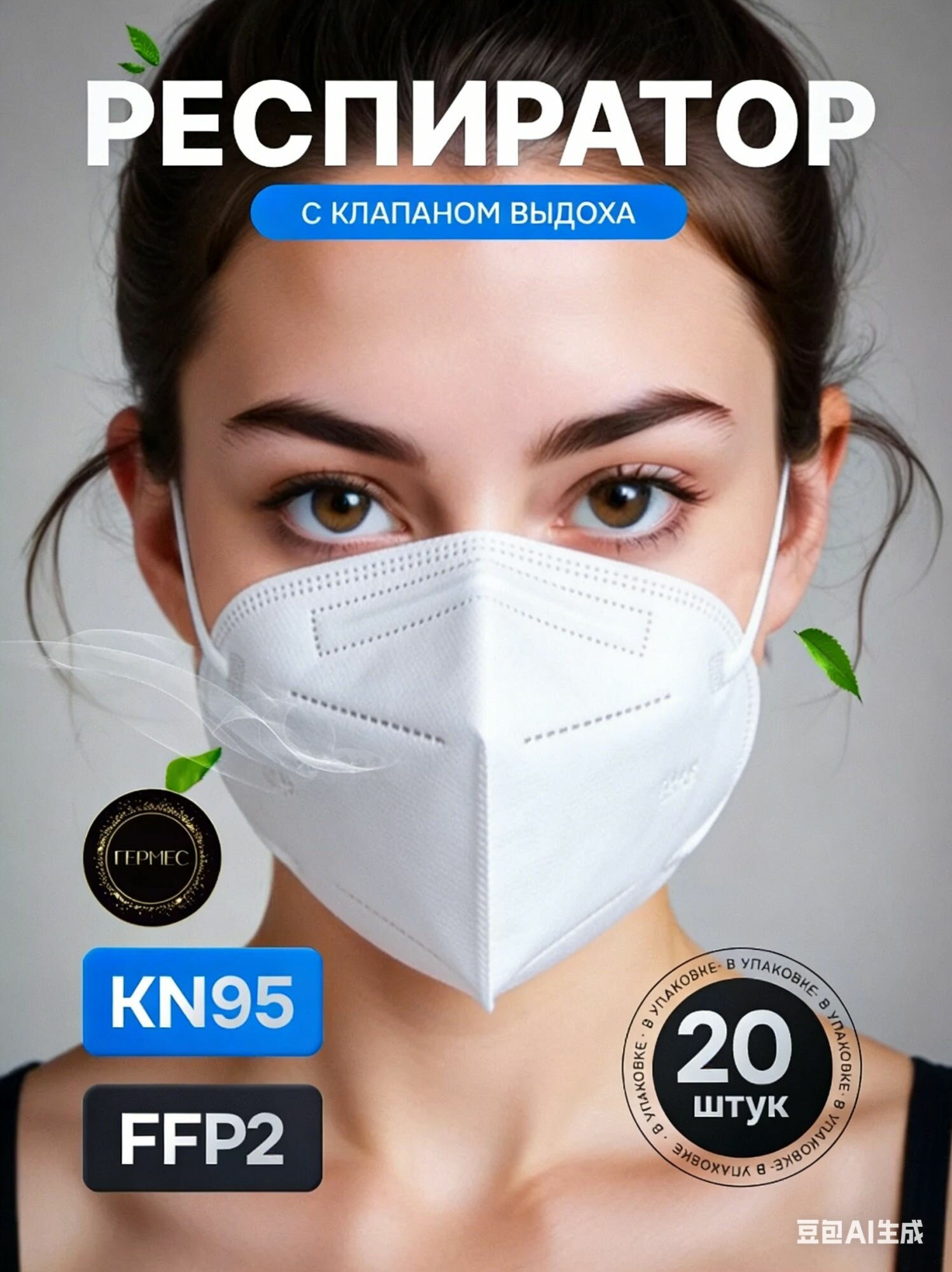 Респиратор маска FFP2 с клапаном многоразовая