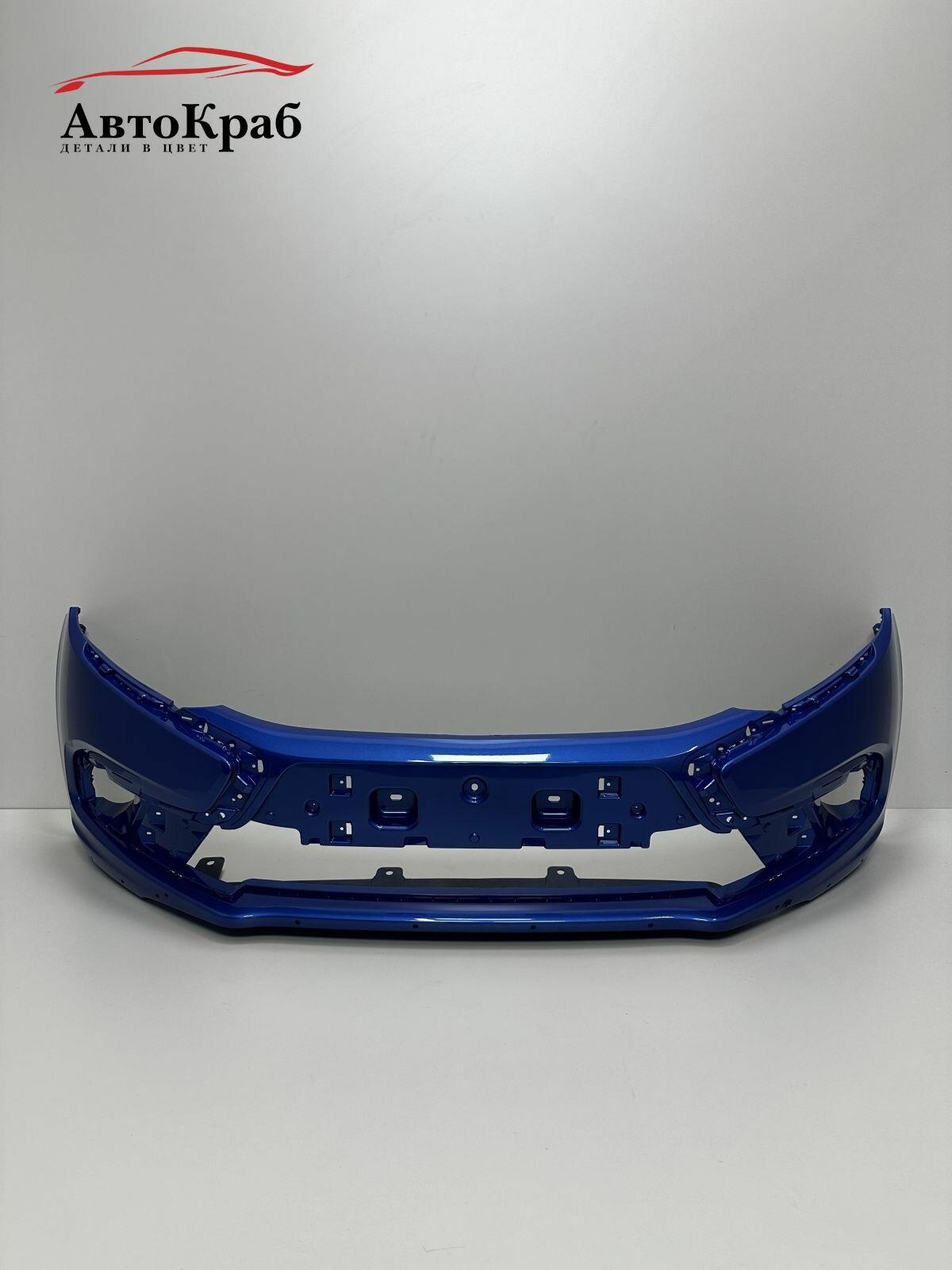 Бампер передний в цвет для Лада Гранта Кросс 2018 - 2024 г. 418 - голубая планета