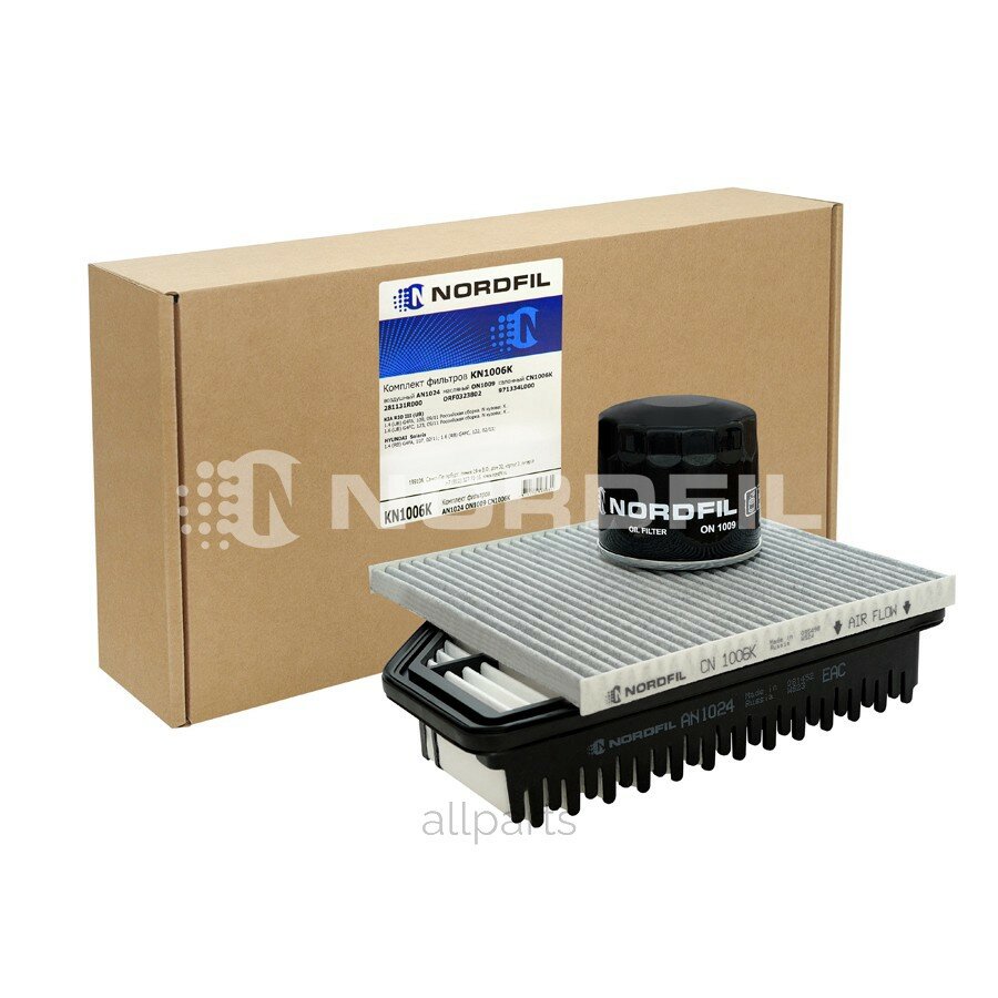 NORDFIL KN1006K Комплект фильтров (воздушный + масляный + салона угольный) HYUDAI Solaris KIA RIO III (UB)