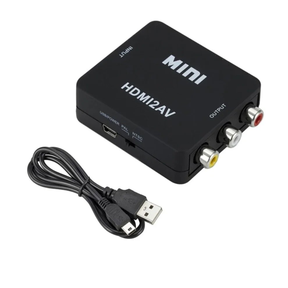 HDMI2AV Преобразователь черный, Mini HDMI-AV адаптер