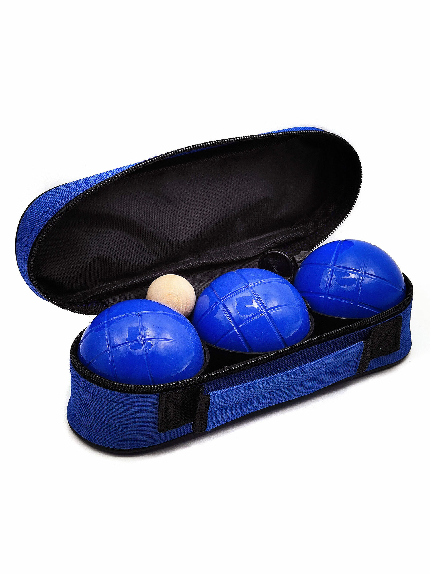 Петанк металлический Фабрика Игр спортивная игра для улицы Бочча, 3 шара, глянцевые, синие, в сумке