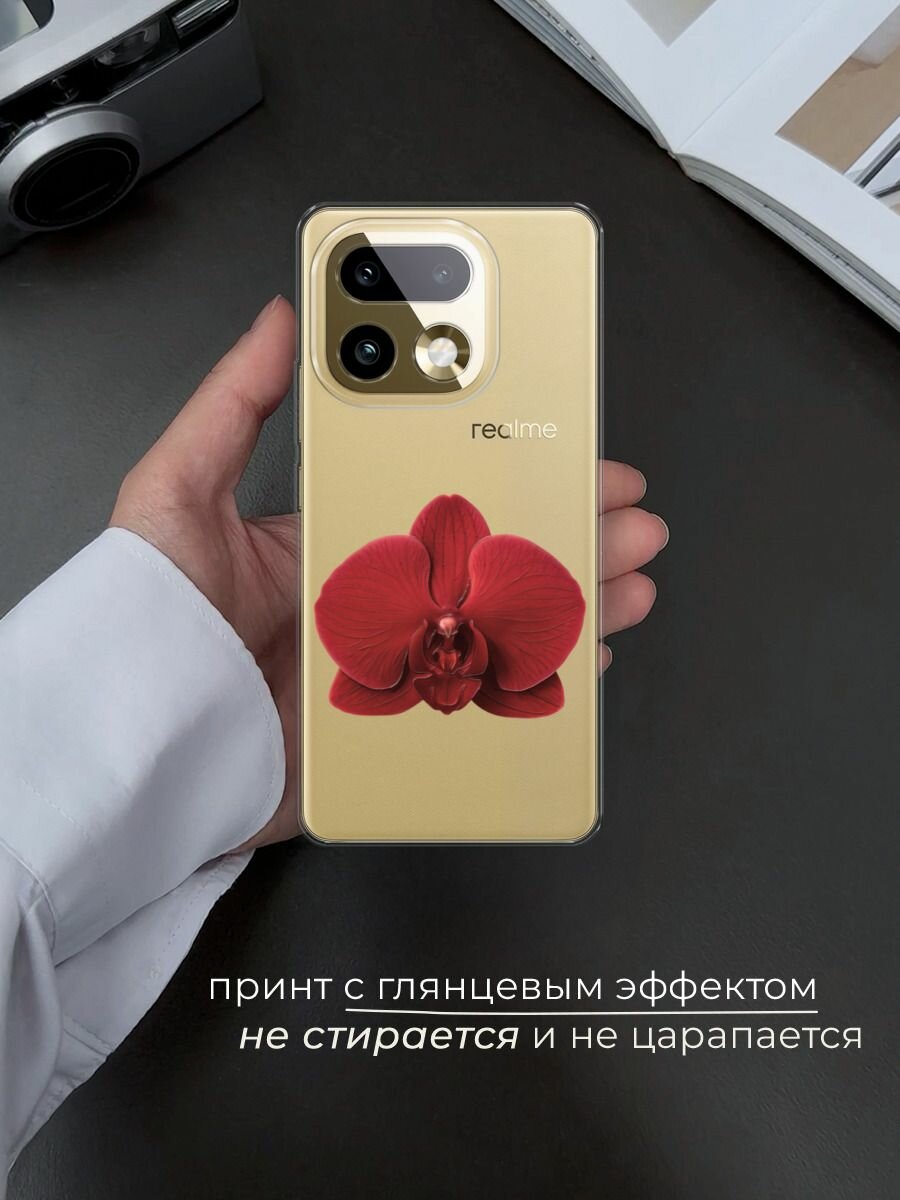 Силиконовый чехол на Realme 16 Pro+ / Реалме 16 Про+ с принтом Одна красная орхидея — фото 1