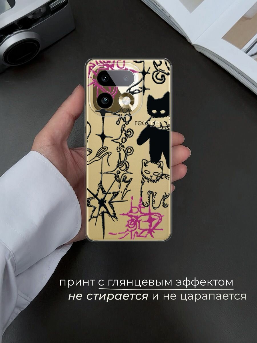 Силиконовый чехол на Realme 16 Pro+ / Реалме 16 Про+ с принтом Готические котики — фото 1