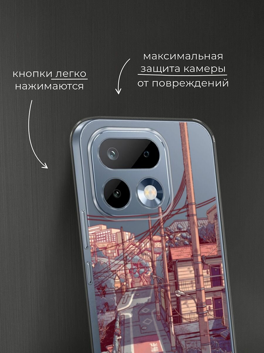 Чехол на Realme 16 Pro / Реалме 16 Про с принтом Закат на японской улице, прозрачный — фото 1