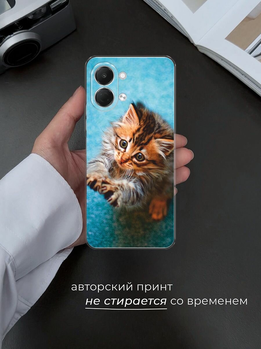 Чехол на Tecno Spark Go 3 / Текно Спарк Го 3 с принтом Котенок просит есть — фото 1