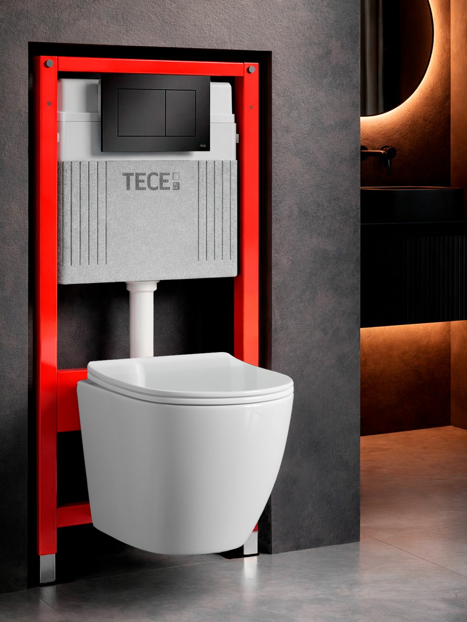 Инсталляция с унитазом комплект: унитаз подвесной Helmken 35490101, безободковый, сиденье с микролифтом из дюропласта, инсталляция TECE, шумоизоляция, кнопка смыва