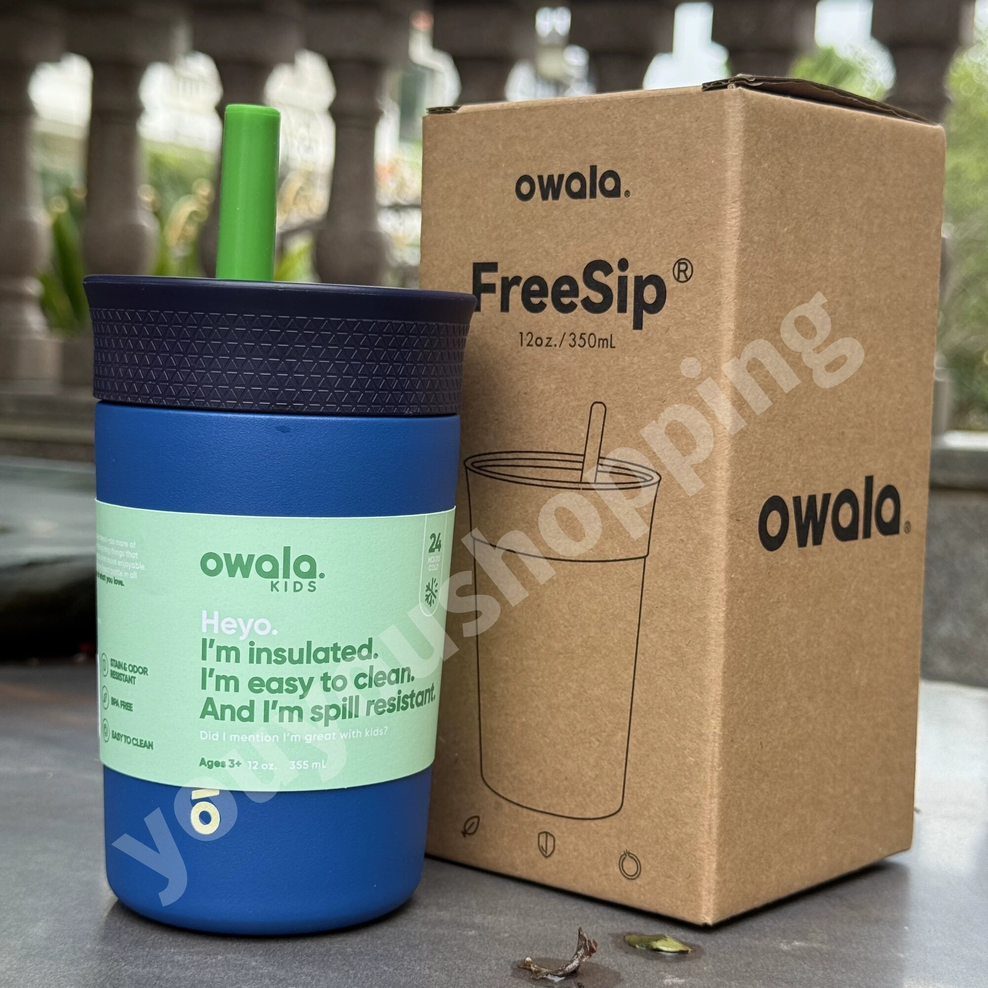 Owala Kids Tumbler 12oz из нержавеющей стали с вакуумной изоляцией, герметичной крышкой и соломкой, спортивный стакан