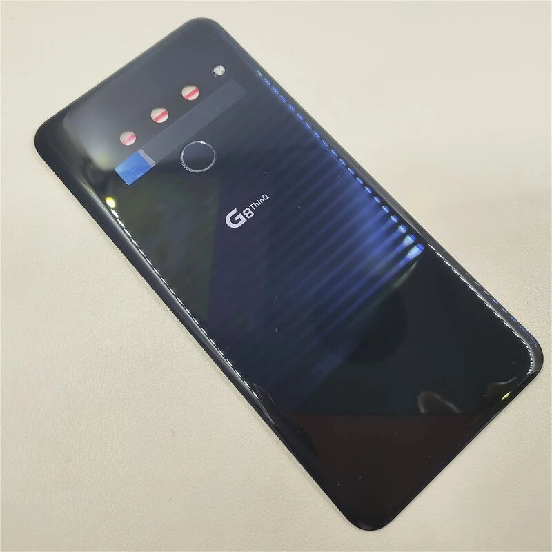 Задняя крышка LG G8 ThinQ черная с рамкой камеры