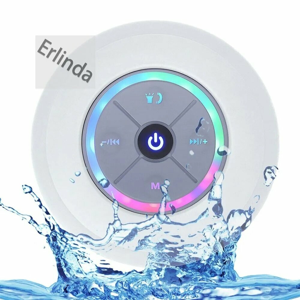Водонепроницаемая беспроводная колонка для душа с LED-подсветкой и FM-радио