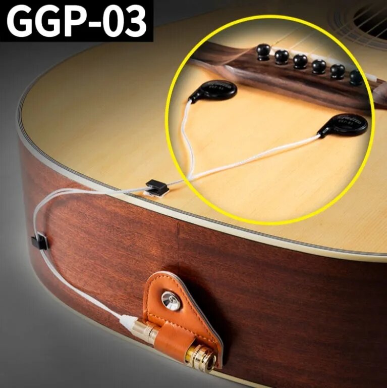 Звукосниматель для акустических инструментов Guitto GGP-03 Черный матовый для акустической гитары, скрипки и лютни