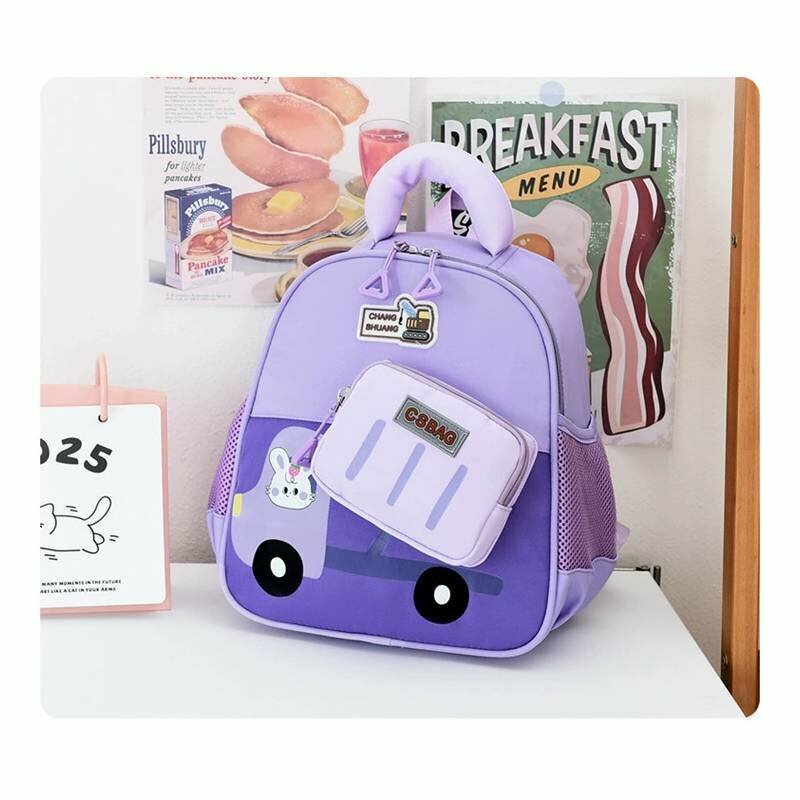 Детский школьный рюкзак с милым кроликом из мягкого полиэстера для раннего обучения purple