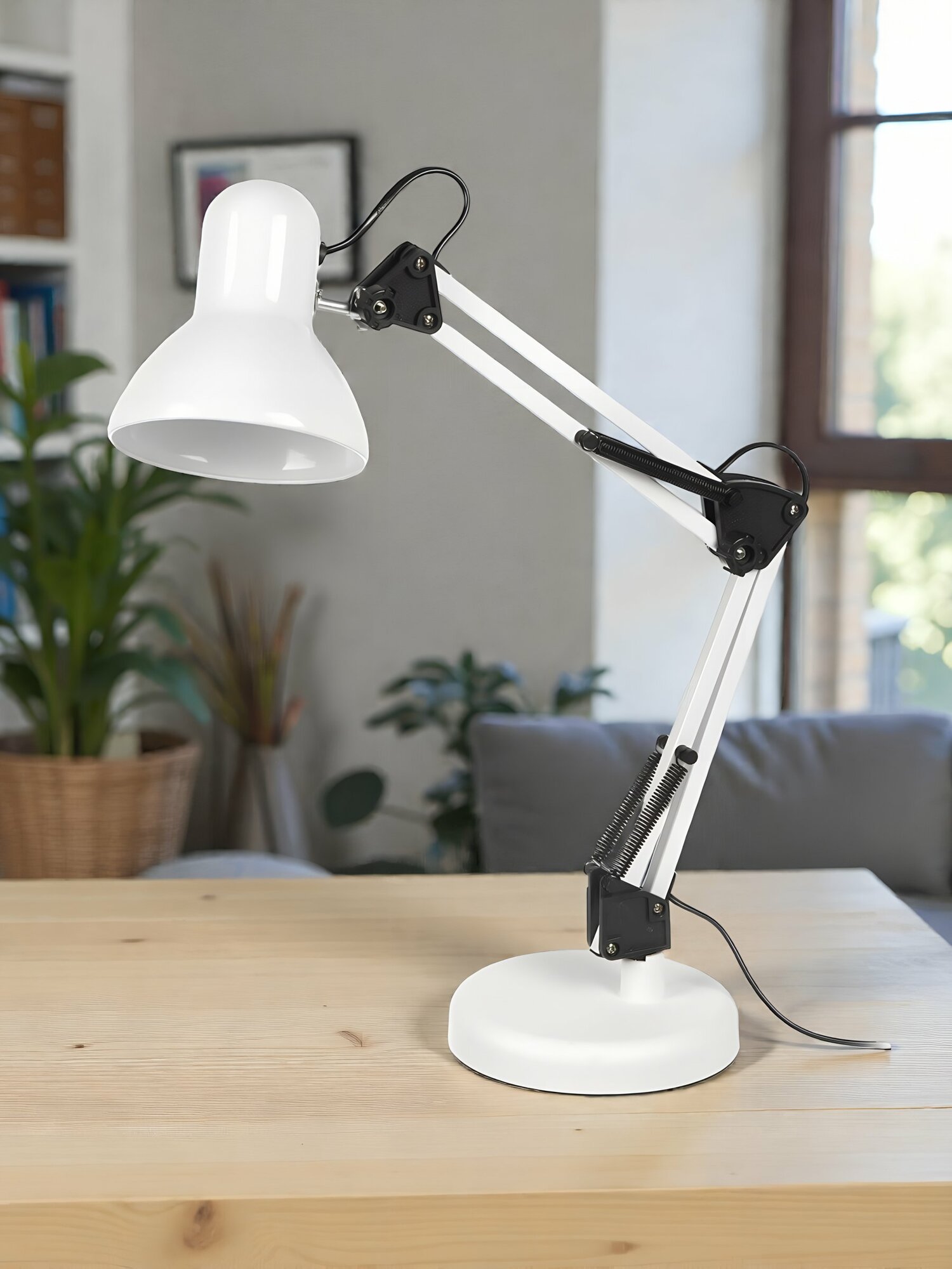 Настольная лампа Lofter SPE 16941-01-167, офисный светильник E27, белый цвет, индустриальный стиль, регулировка высоты