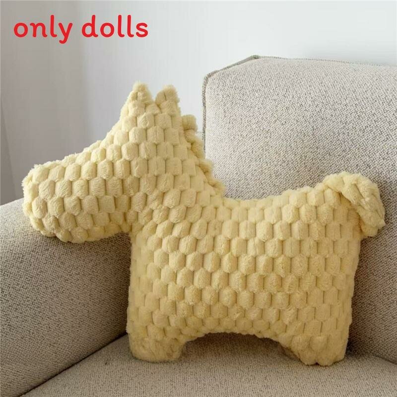 Подушка мягкая вышитая однотонная для дивана декор и комфорт крем