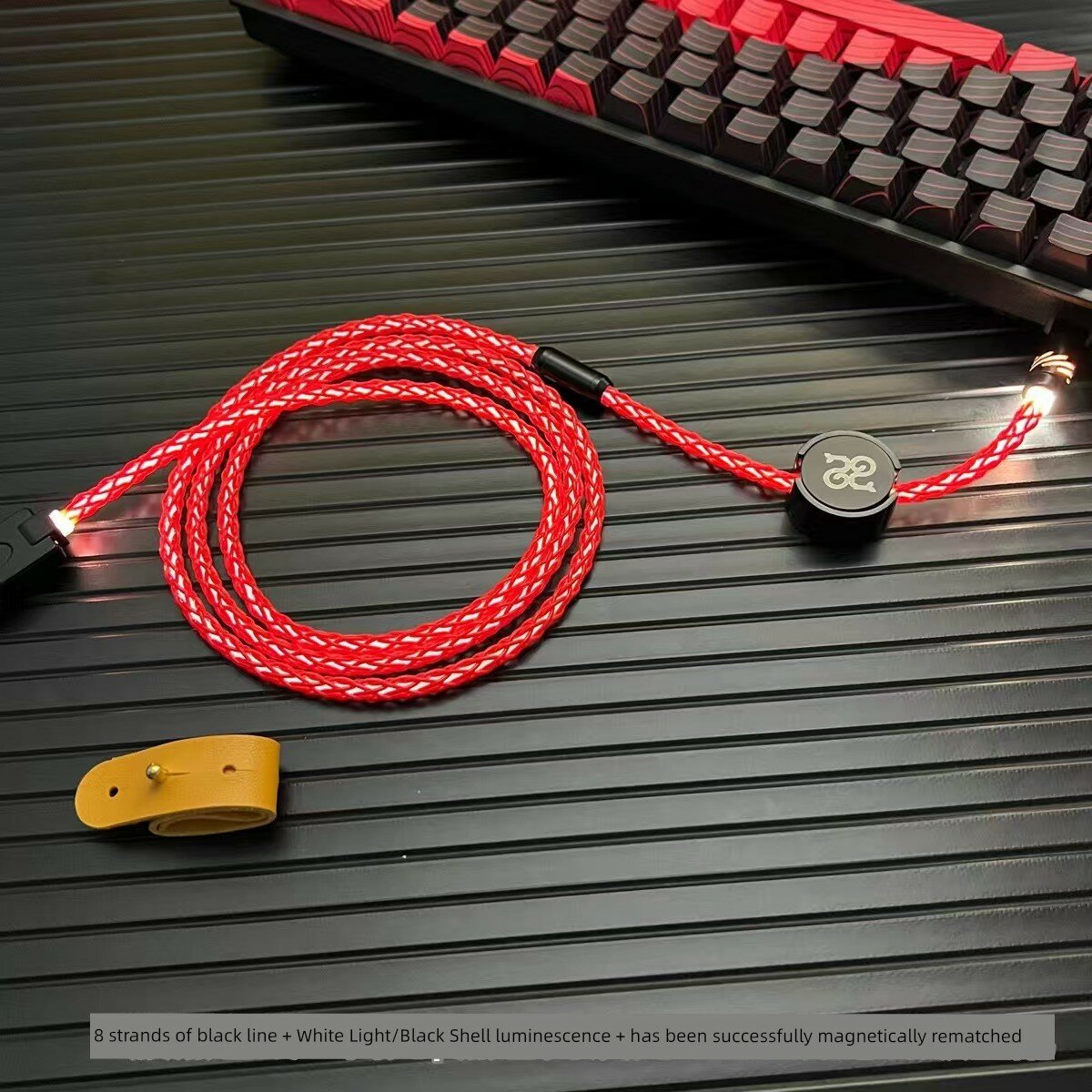 8-Нитевая Канатная USB-C Кабель для Механической Клавиатуры с Магнитным Разъемом, Красный Цвет, Высококачественный