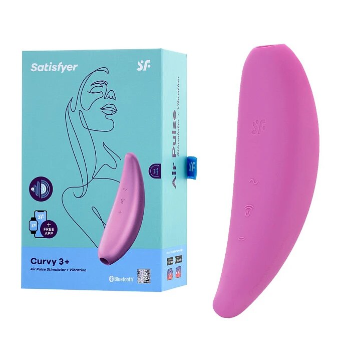 Вакуумно-волновой стимулятор «Satisfyer Curvy Pink 3+» с управлением через приложение на смартфоне