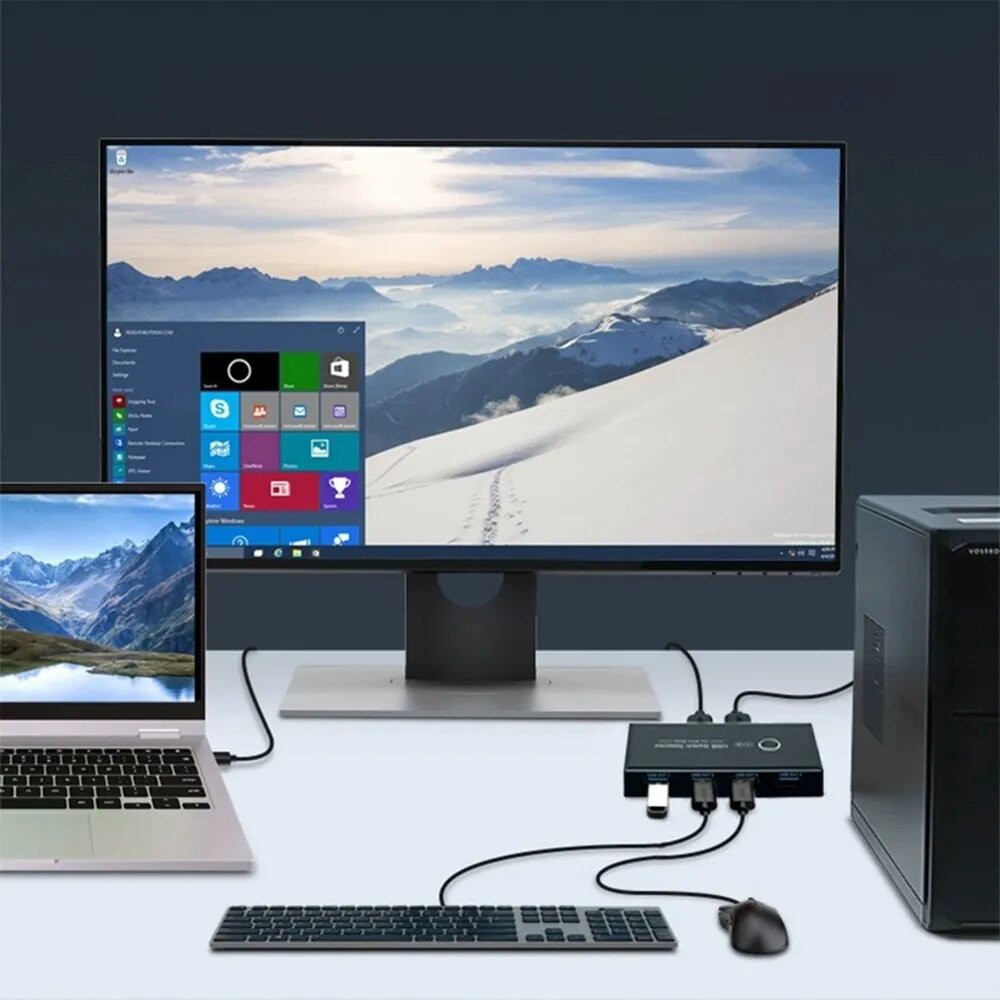 USB Switch Selector USB-концентратор для 2PCS Share, пластиковый корпус, черный цвет — фото 1