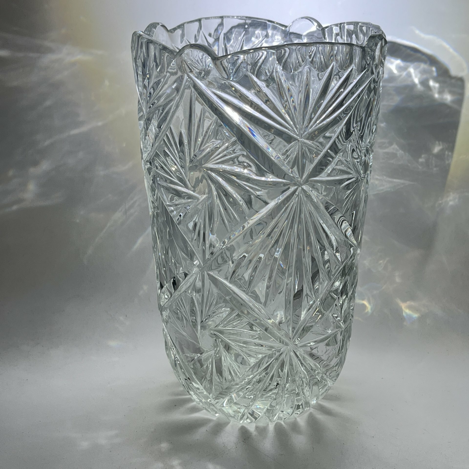 Ваза для букета с геометрическим декором, хрусталь, пресс, СССР, 1970-1990 гг.