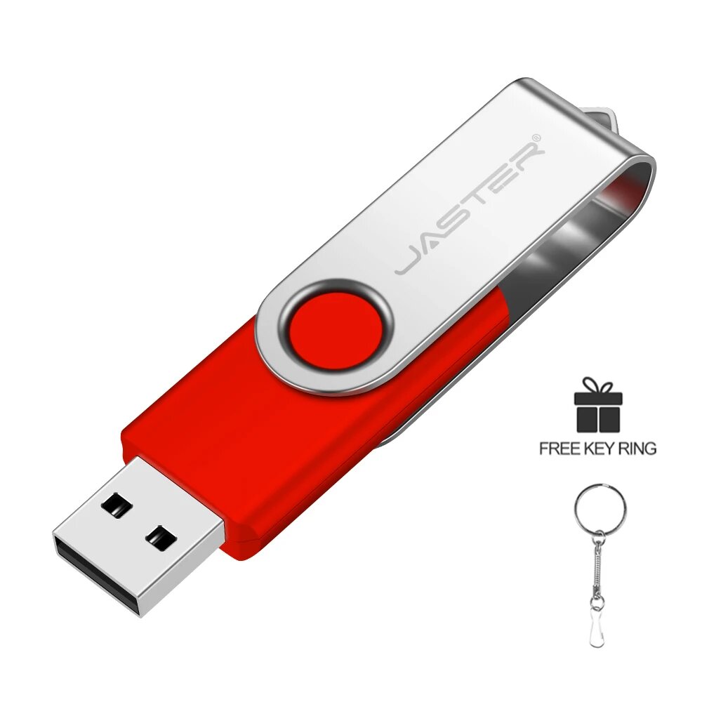 JASTER Серебряные вращающиеся USB-флешки 128 ГБ Бесплатный индивидуальный логотип Pen Drive 64 ГБ 100% реальная емкость Память 32 ГБ Бизнес-подарок