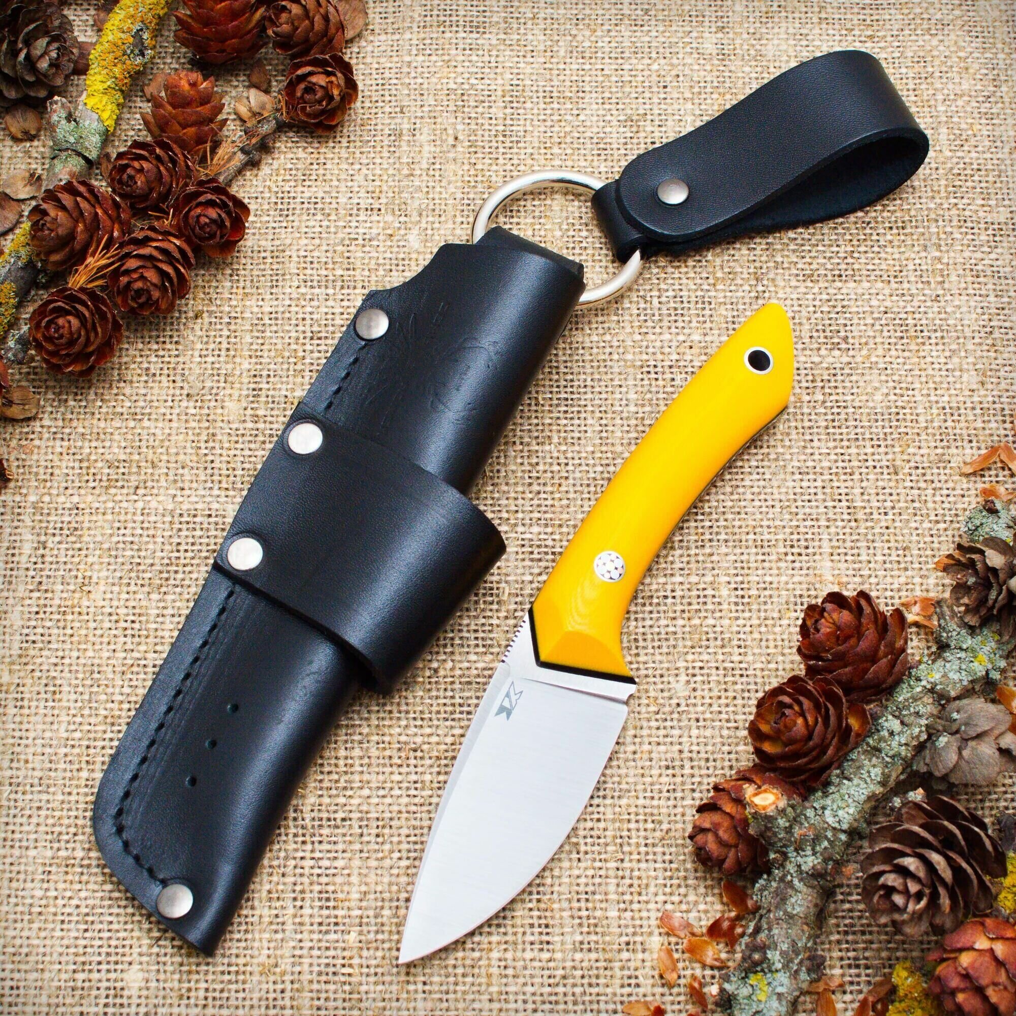 Нож туристический Джек AUS-10 Cryo Сатин G10 Желтый-Черный Цельнометаллический (Full-tang) 7 Ножей (Seven Knives)