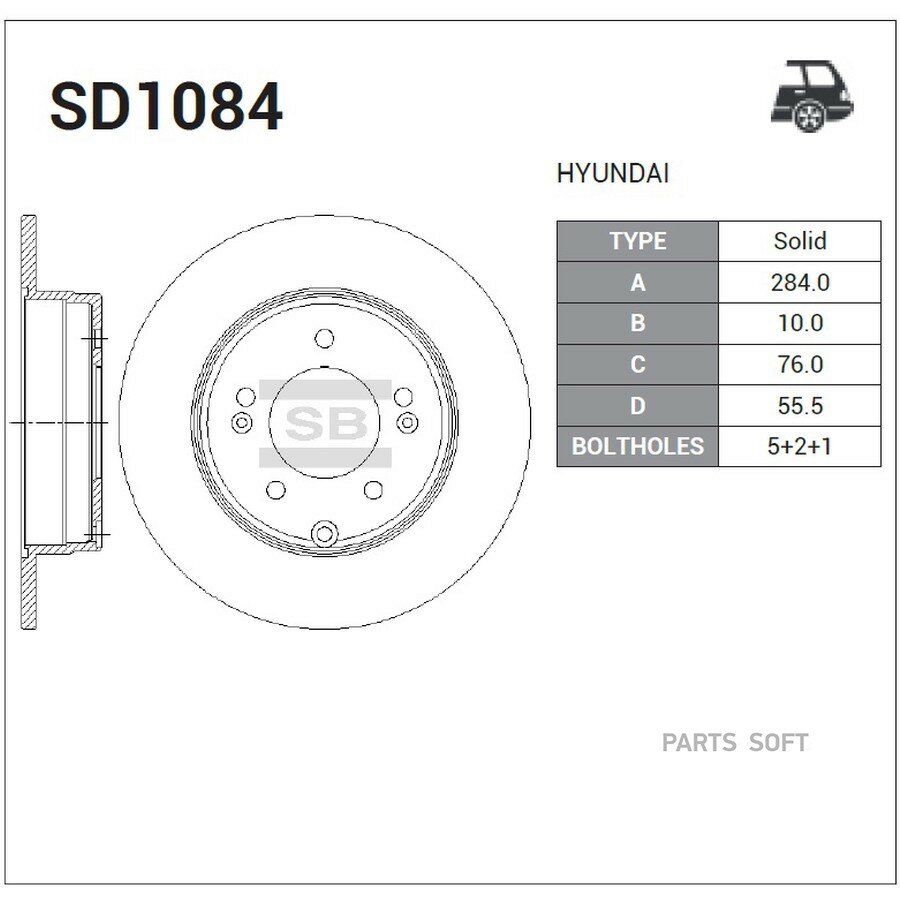 SANGSIN BRAKE SD1084 Диск тормозной