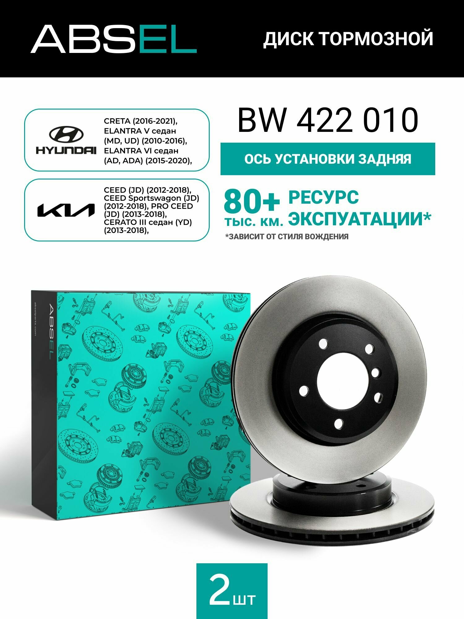 Диск тормозной передний, окрашенный 2 шт для БМВ 3 2003-, Z3 2000-, Z4 2006- арт BW422010