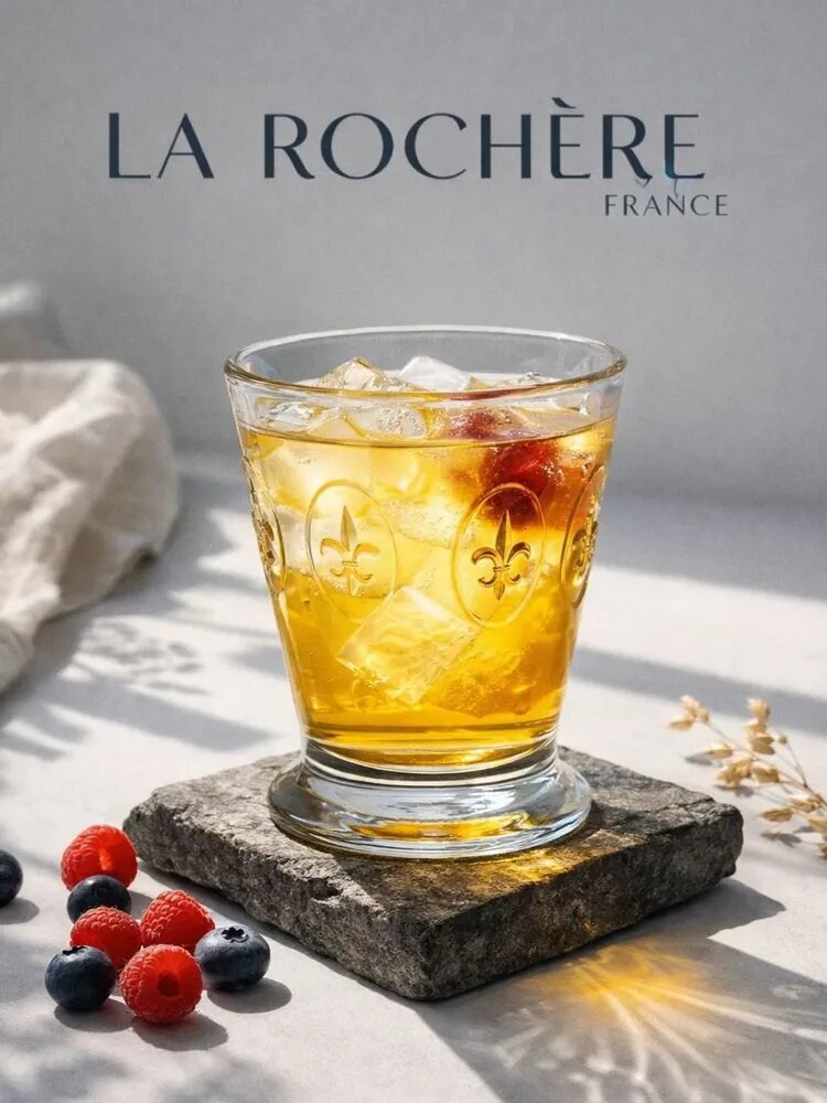 La Rochere стаканы для вина, подарочный набор низкие "лилия" "FLEUR DE LYS" 2 шт, 300мл. Ударопрочное стекло. (Франция)
