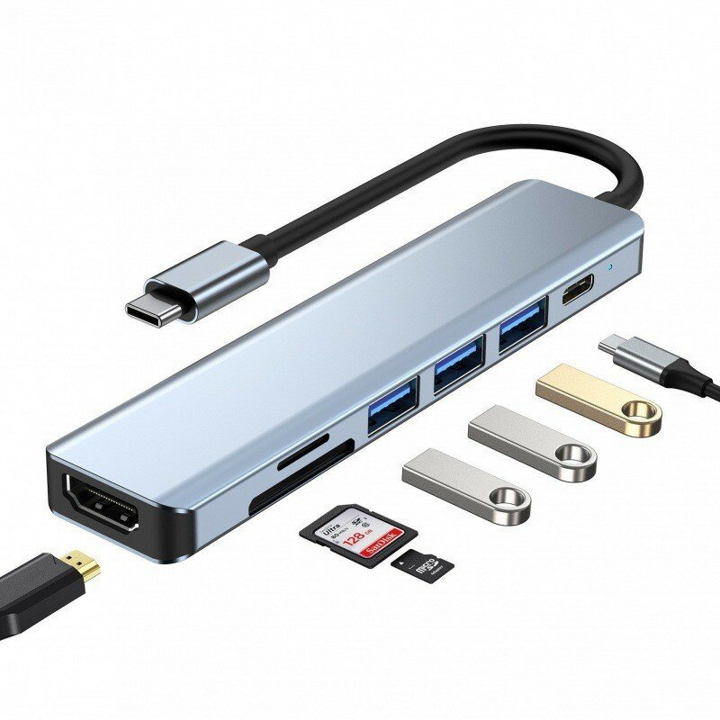Концентратор USB Type-C 9 в 1 для ноутбука с поддержкой 4K 60Hz, адаптер расширения портов HUB, HDMI и USB 3.0