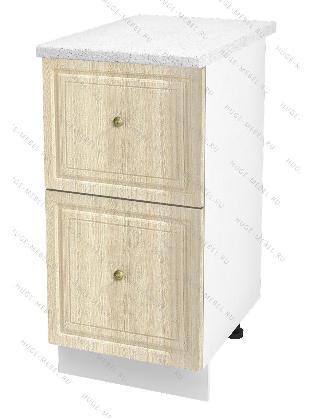 Нижний шкаф кухонный с двумя ящиками 400 Юлия (дуб сонома) Huge Mebel. Ширина 400 Высота 840. Модули кухонные нижние Huge Mebel. Ширина 400 Высота 840