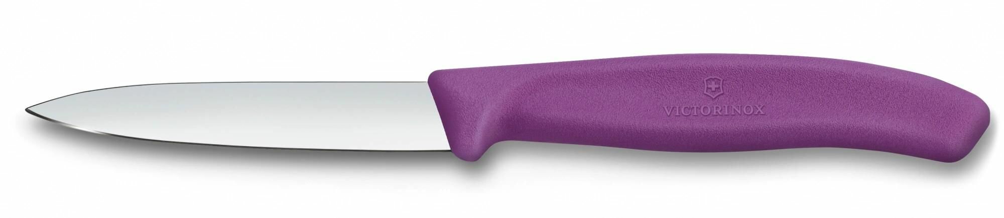 Нож кухонный VICTORINOX Swiss Classic для чистки овощей и фруктов, длина лезвия 80 мм, прямая заточка, пурпурный (6.7605. C1)