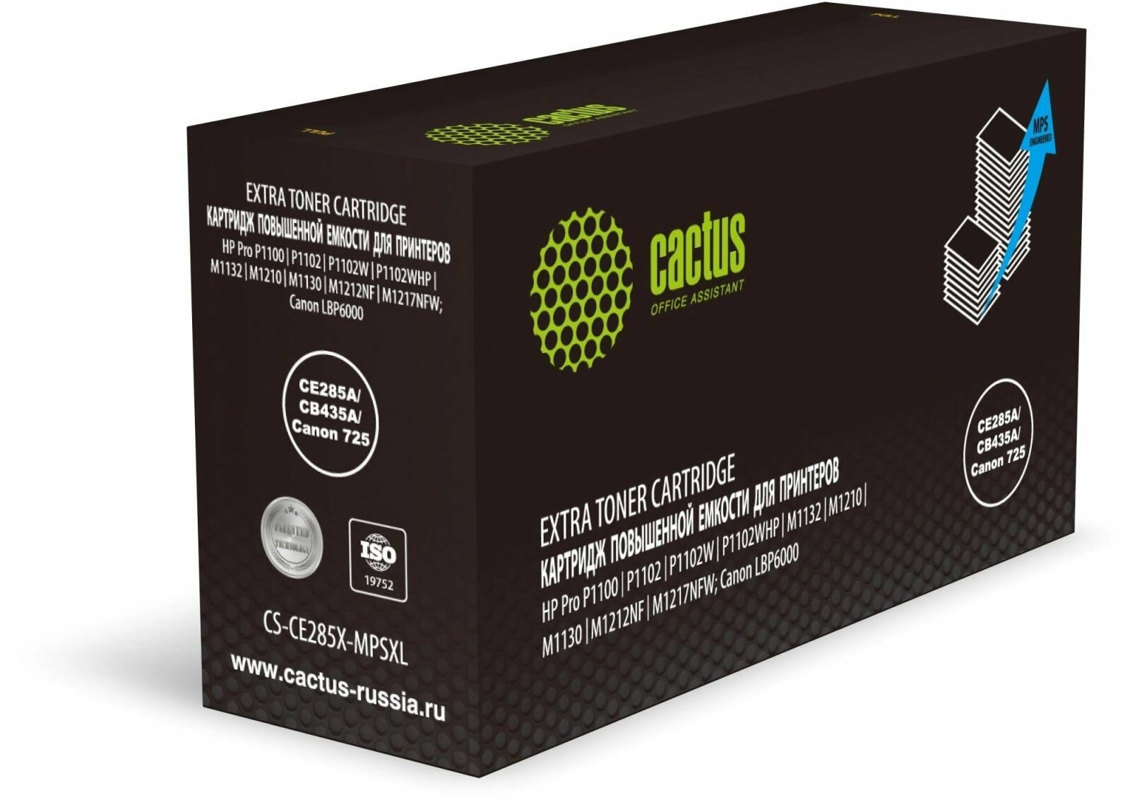 Картридж лазерный CACTUS CE285A CB435A Canon 725 черный, 8000 страниц, для HP Pro P1100 P1102 P1102W P1102WHP M1132 M1210 M1130 M1212NF M1217NFW; Canon LBP6000 (CS-CE285X-MPSXL)