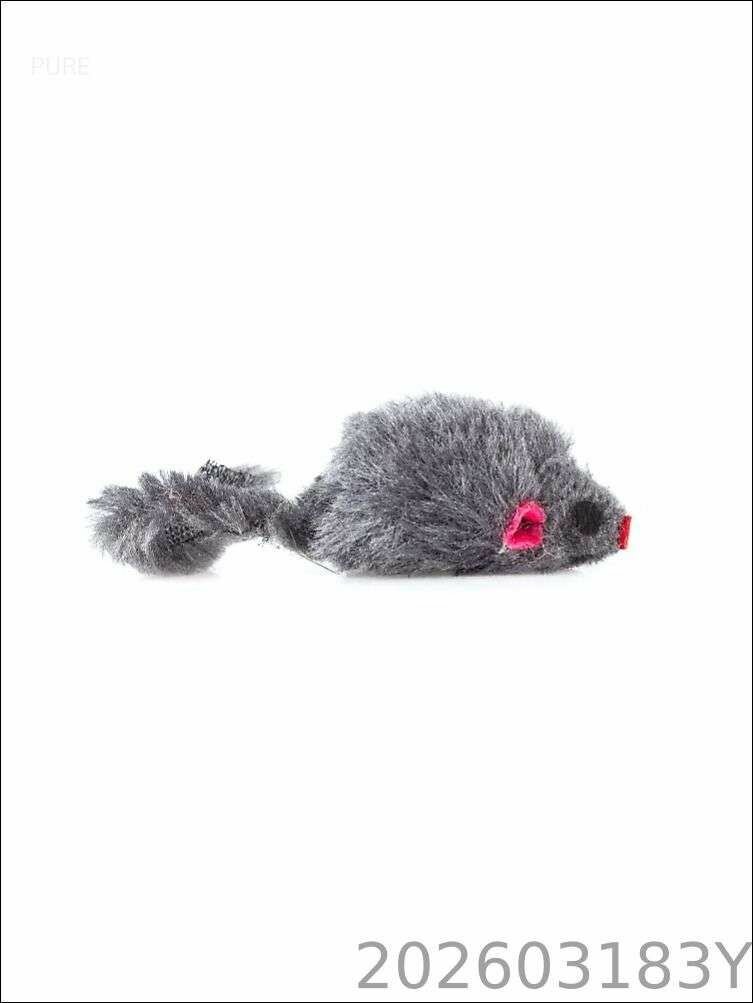Игрушки для кошек серые мышки из натурального меха с кошачьей мятой / набор 5 шт