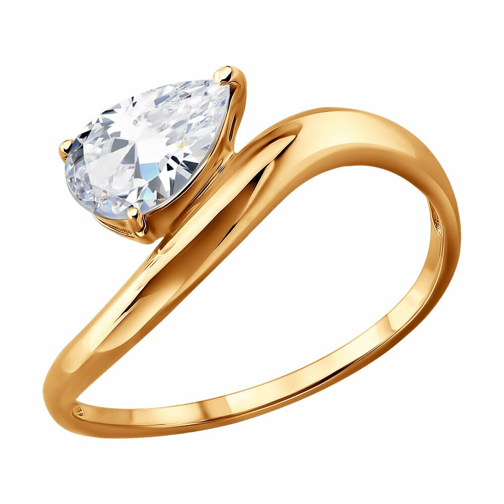 Кольцо, красное золото, 585 проба, бриллиант выращенный