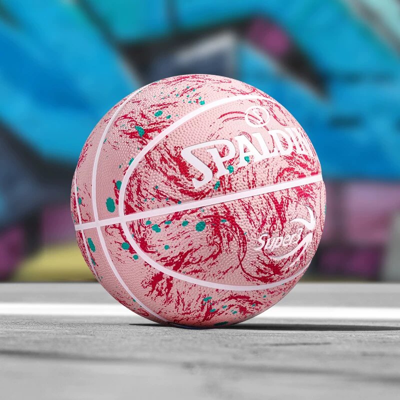 Spalding #5 Юношеский Баскетбольный Мяч Розовый, Резиновый Прочный для Школьных Спортивных Соревнований, Официальный