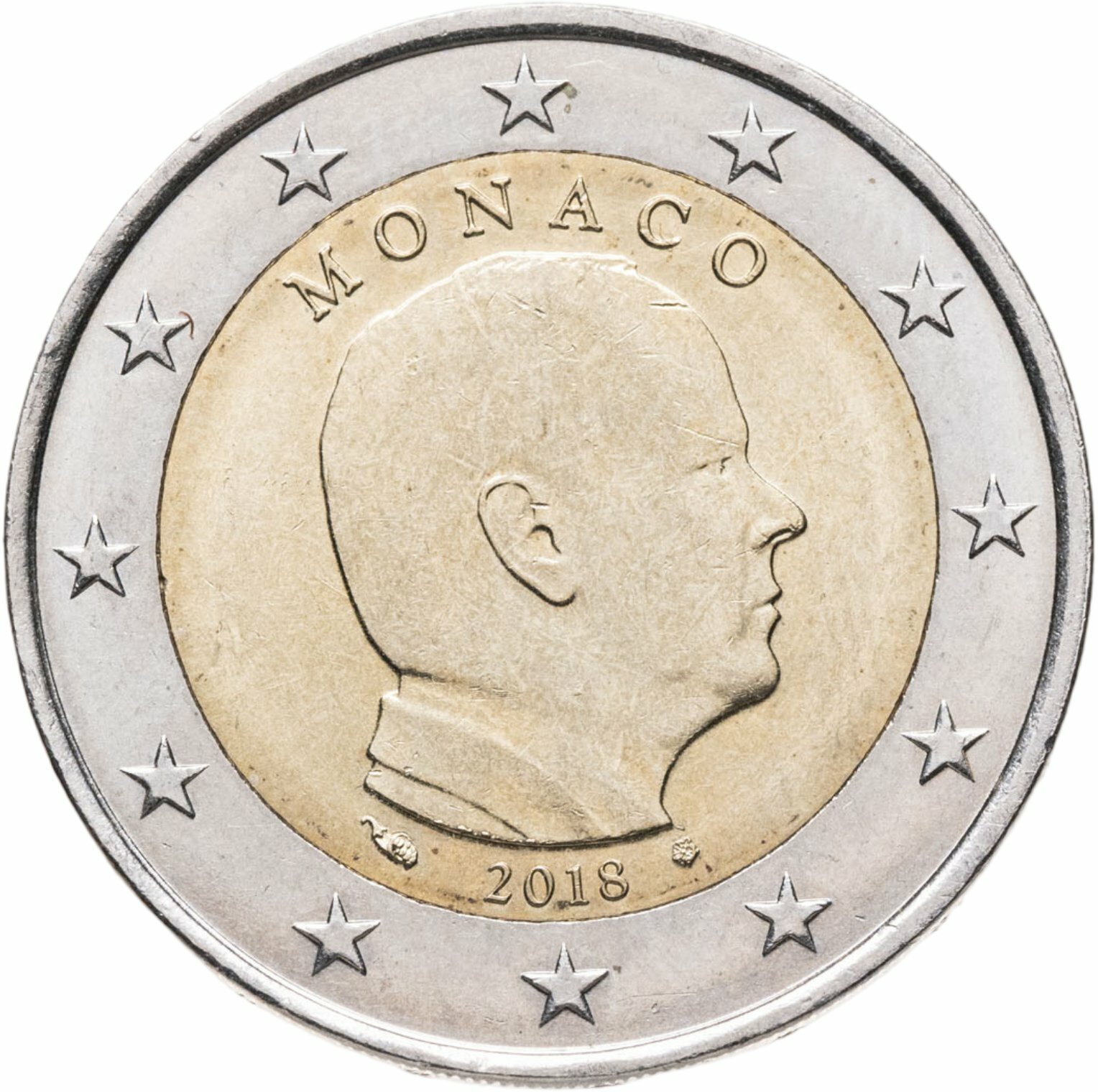 Монако 2 евро 2018, Биметалл, в сохранности AU