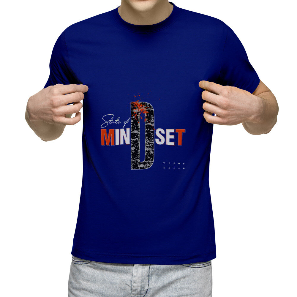 Мужская футболка «Меняй мышление» (синий, 2XL)