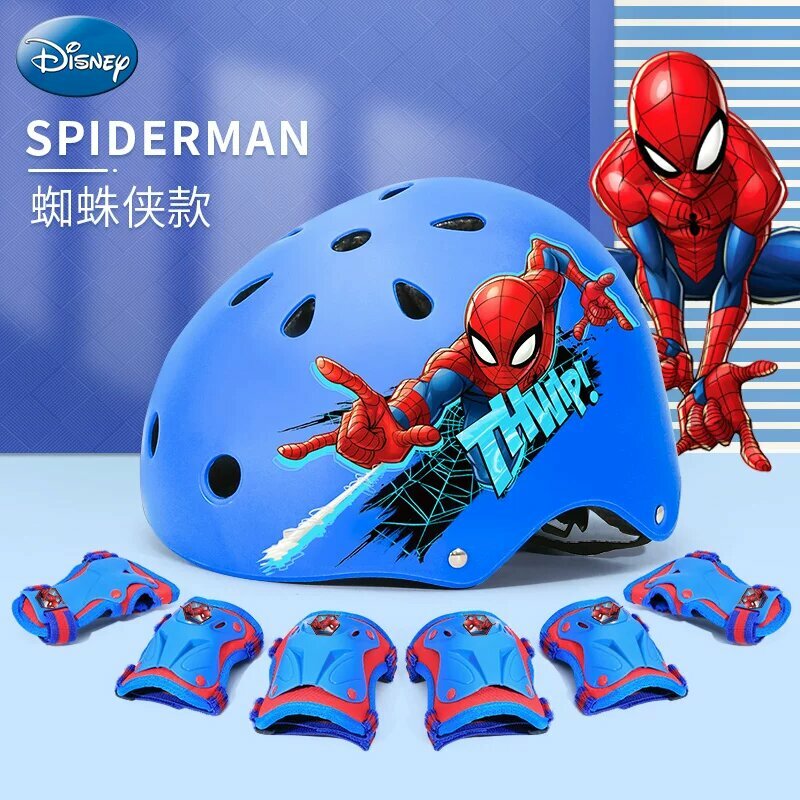 Набор детской защитной экипировки Spider-Man с регулируемым шлемом и накладками для велосипеда, роликов и скейтборда,