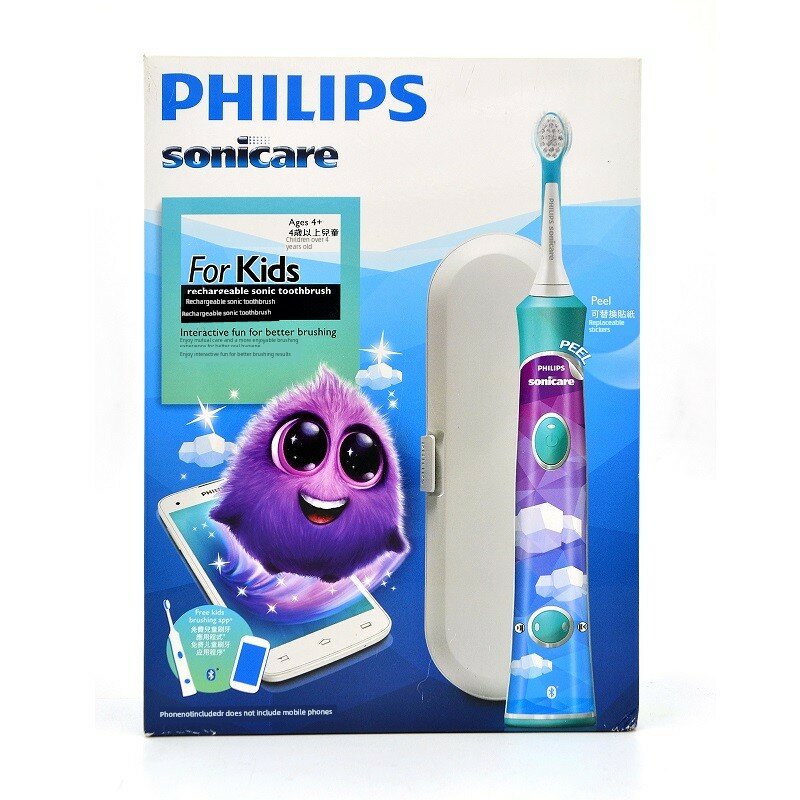 Philips HX6322 Детская ультразвуковая электрическая зубная щетка с музыкой и таймером, синий, с дорожным чехлом