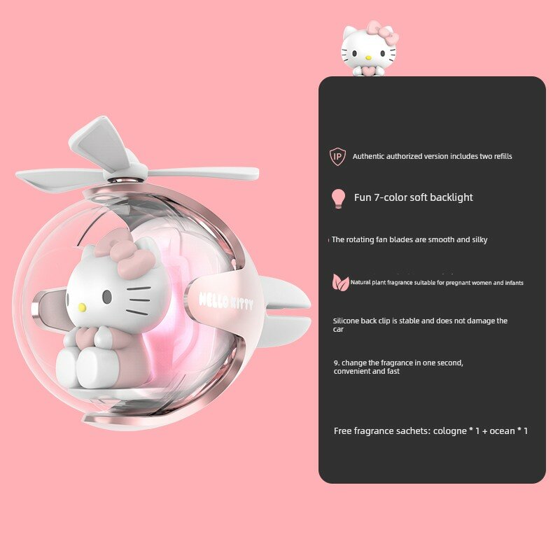 Орнамент для вентиляции автомобиля Hello Kitty с 7-цветными светодиодами, классический декор интерьера Tesla