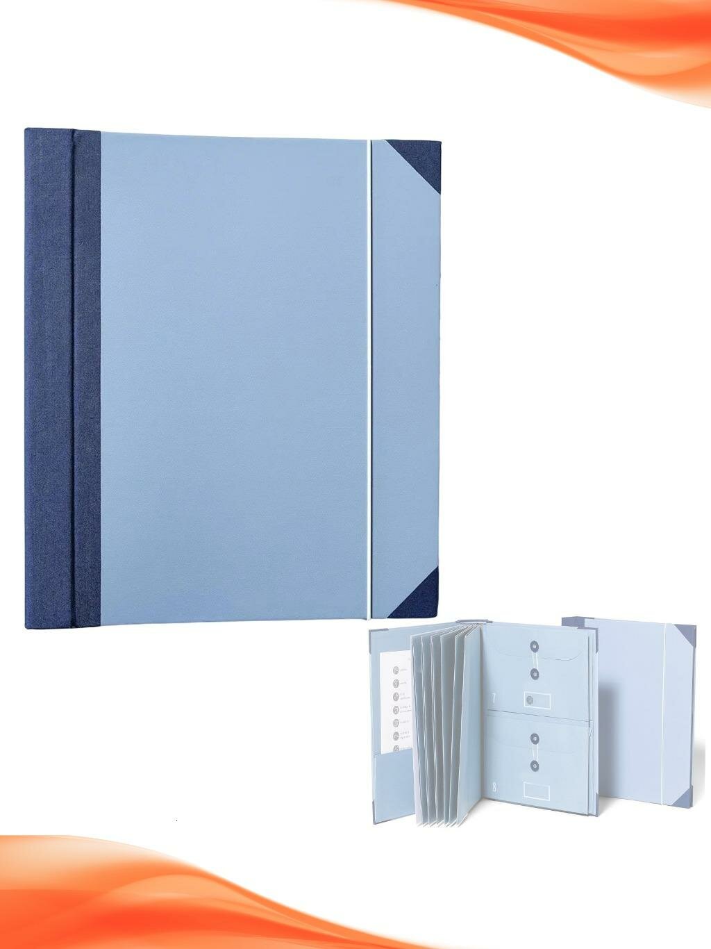 Расширяемый файл-органайзер с верёвочным замком, Синий