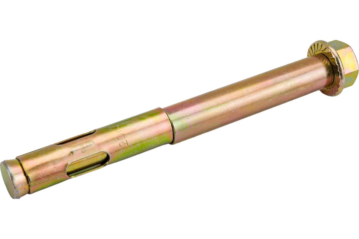 Анкерный болт с гайкой STARFIX М16x20x200 мм из стальной желтопассивированной стали для сквозного монтажа к бетону, природному камню и полнотелому кирпичу