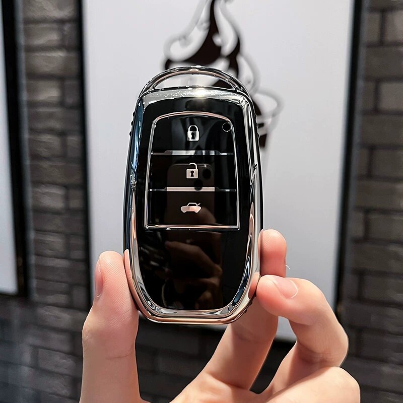 Автомобильный чехол для брелока Toyota A-стиль умный 3-кнопочный однокомпонентный черный для Camry Corolla RAV4