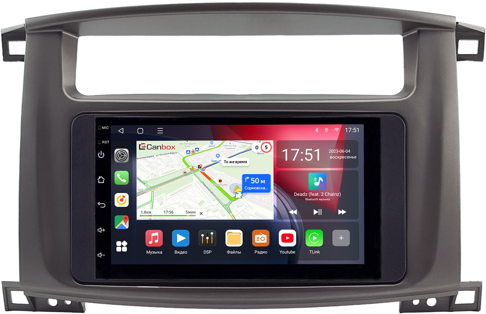Штатная магнитола Toyota Land Cruiser 100 2002-2007 Canbox L-Line 4476-RP-TYLC1XB-40 Android 10 (4G-SIM, 3/32, TS18, DSP, QLed)