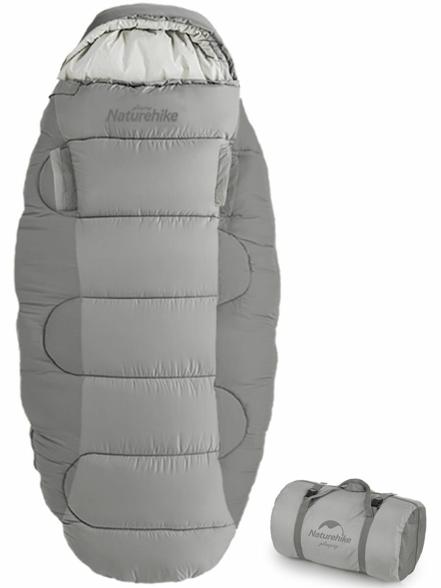 Спальный мешок Naturehike Oval PS400, 220х95 см, для взрослых, серый