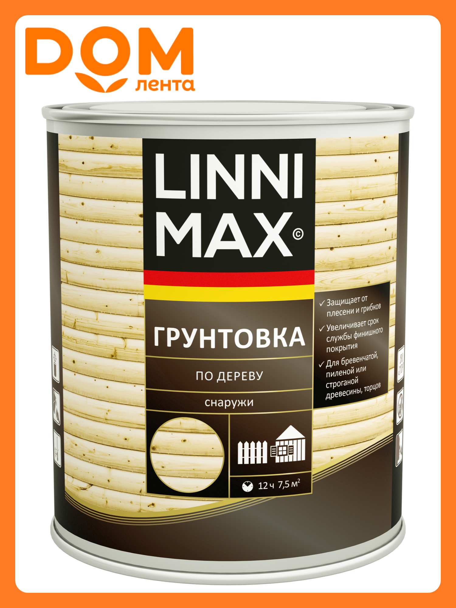 Грунтовка LINNIMAX, для дерева, глубокого проникновения, для наружных работ
