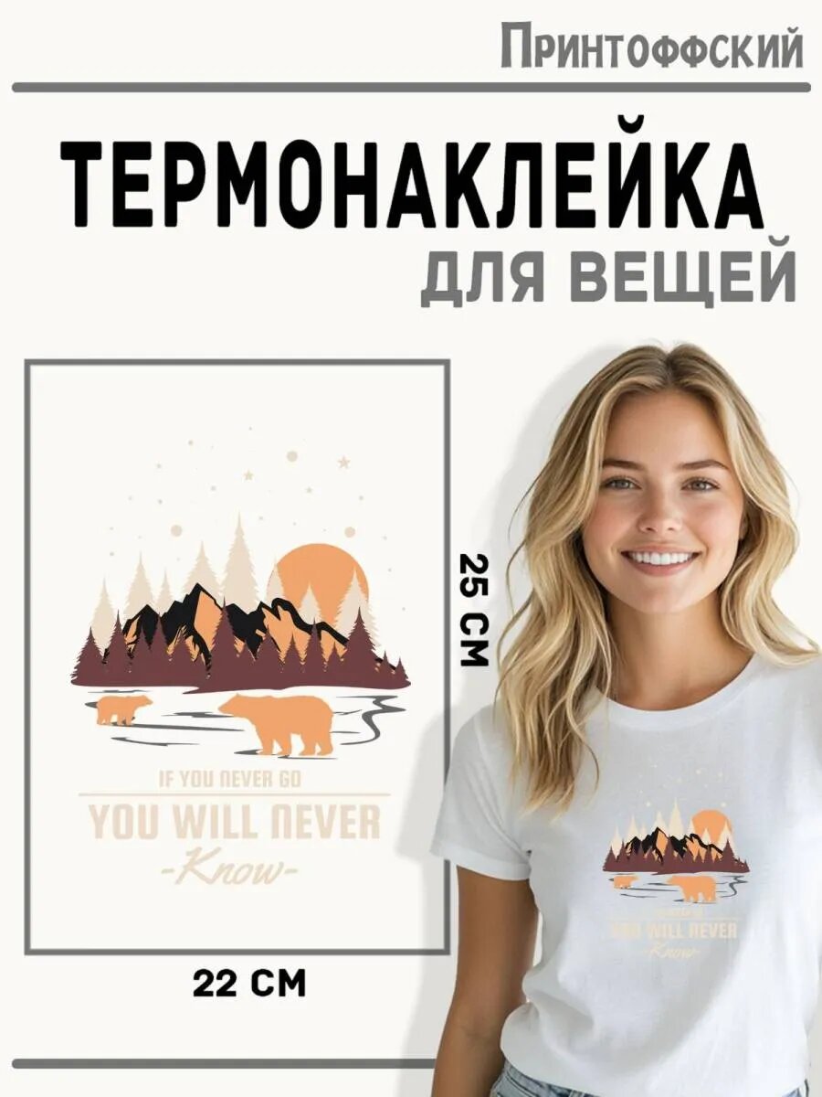 Термонаклейка для одежды и аксессуаров DTF-печать Горы — фото 1