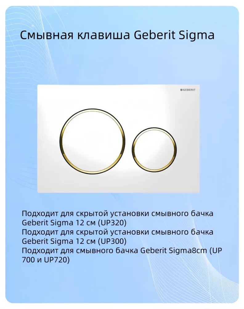 Смывная клавиша Geberit Sigma 20 115.882. KK.1 Позолоченный белый