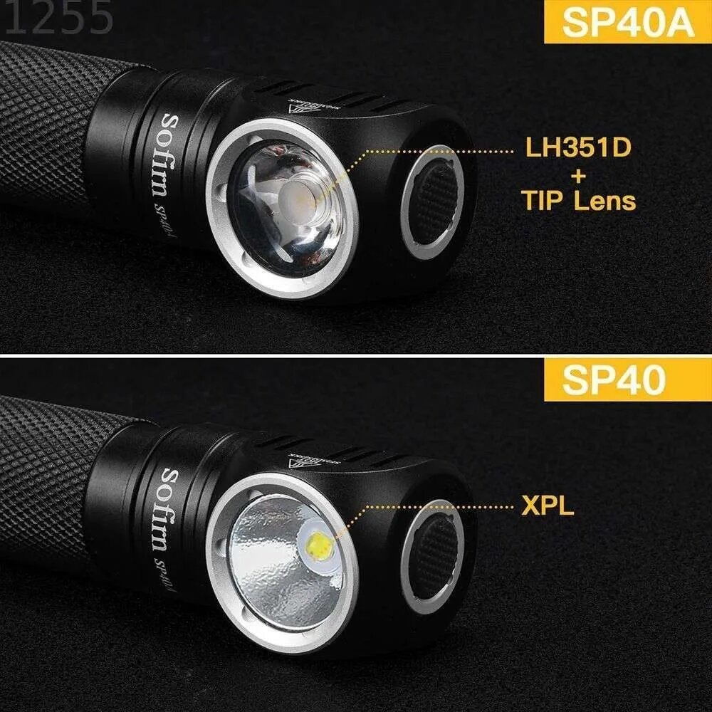 Sofirn SP40A Фонарь-прожектор для дома, EDC, кемпинга, походов, 1200lm, 5000K, 18650 аккумулятор, черный — фото 1
