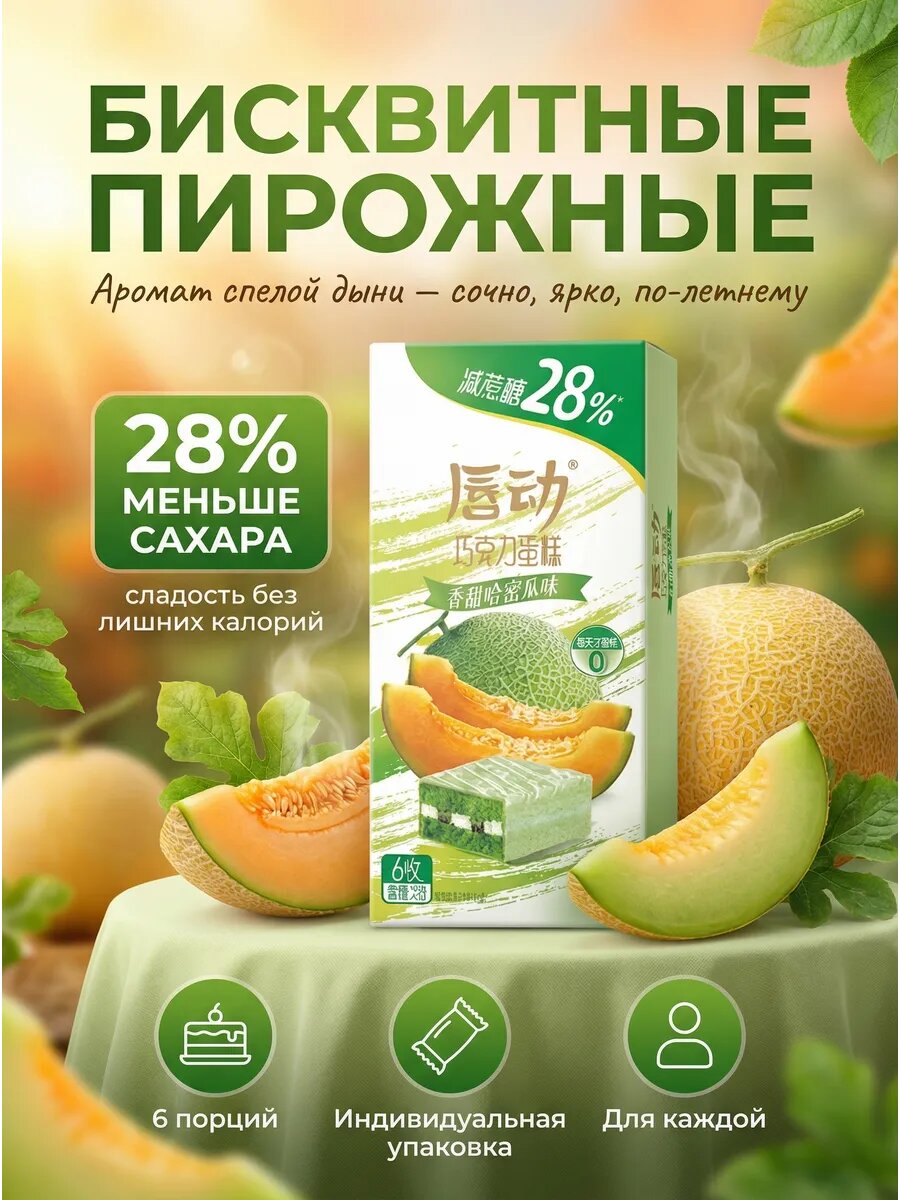 Бисквитные пирожные с начинкой "Дыня" 125 г